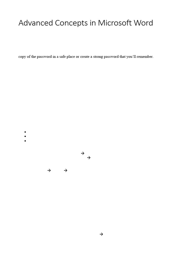 Advanced Concepts in Microsoft Word | PDF | Microsoft Word | Password