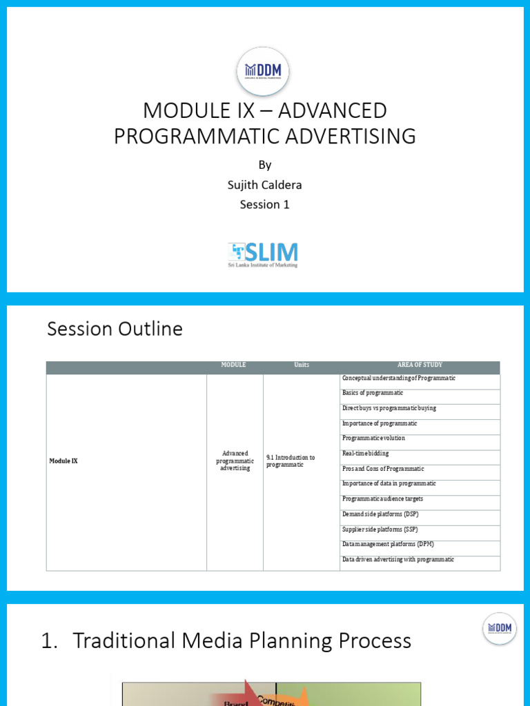 DDM - Module IX - Advanced Programmatic Advertising - Session 1.1 | PDF ...