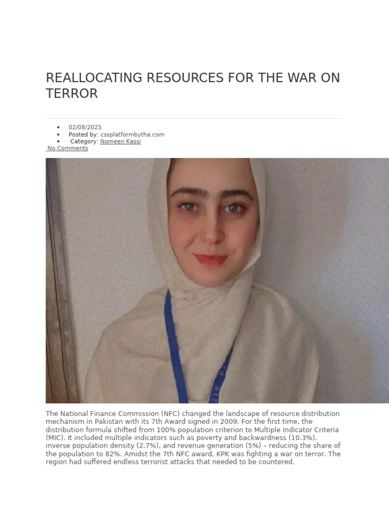 Reallocating Resources For The War On Terror | PDF