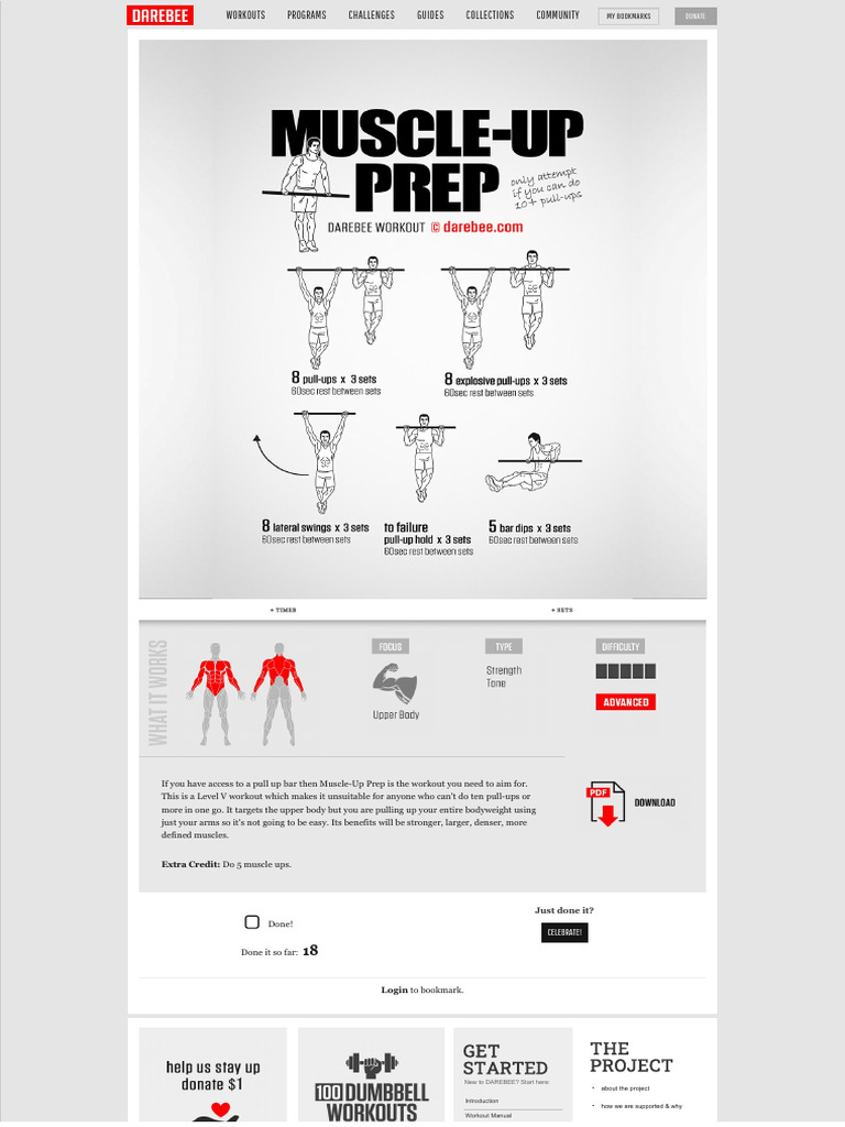 Muscle-Up Prep Workout | PDF