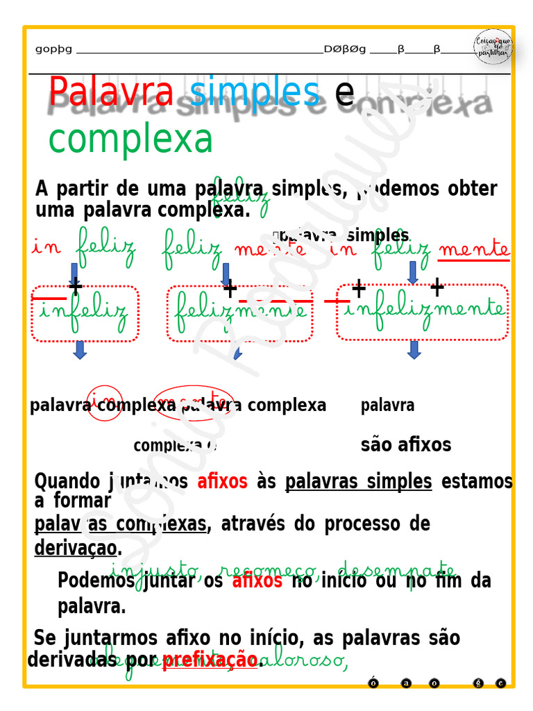 Palavras Simples e Complexas (Prefixação e Sufixação) | PDF | Palavra ...