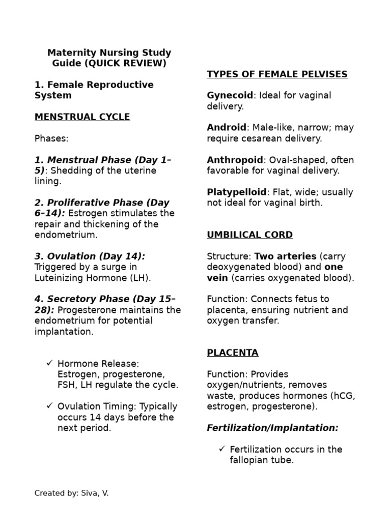 Mcn Reviewer Prelim | PDF | Menstrual Cycle | Pregnancy
