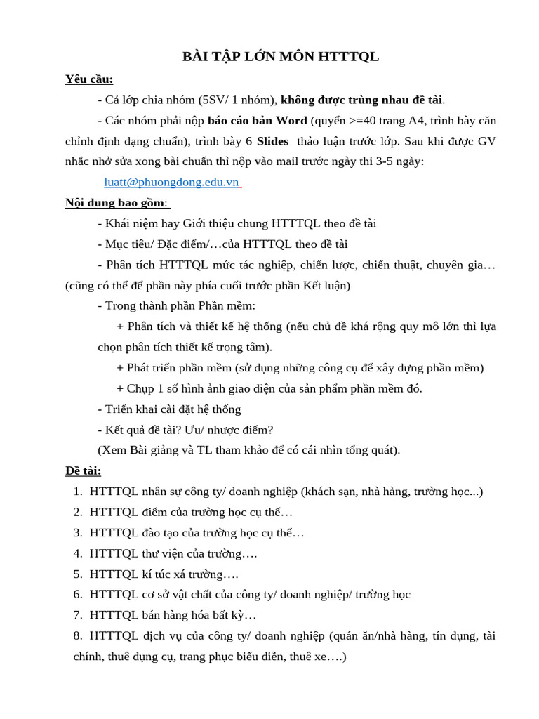 TÊN ĐỀ TÀI BTL HTTTQL | PDF