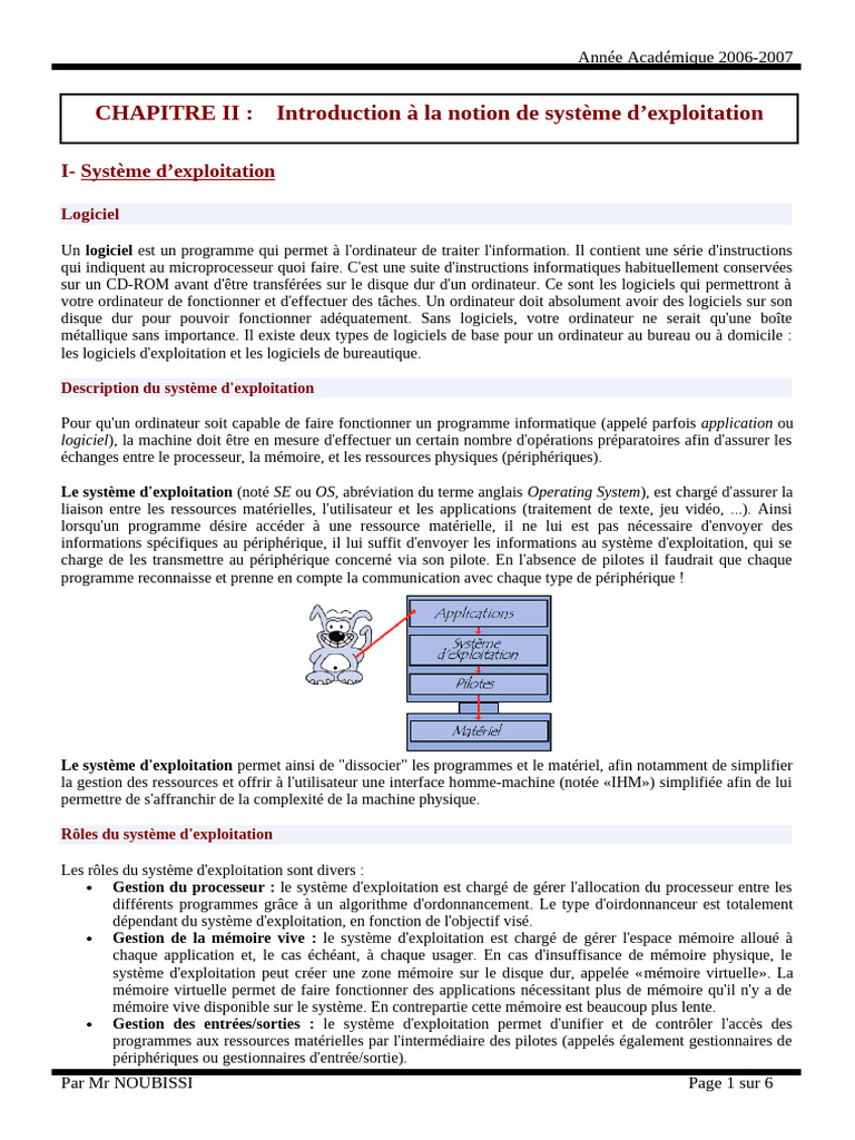 Chap6 InfoGen SE Niv2 | PDF | Système d'exploitation | Kernel (Système d'exploitation)