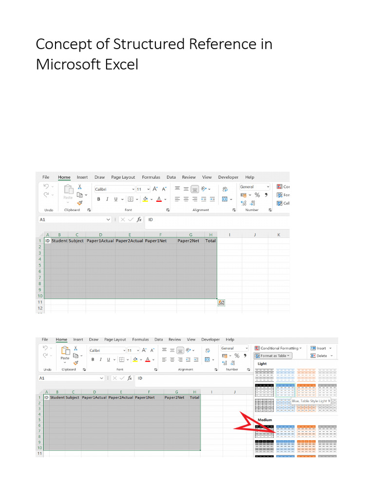 Concept of Structured Reference in Microsoft Excel | PDF