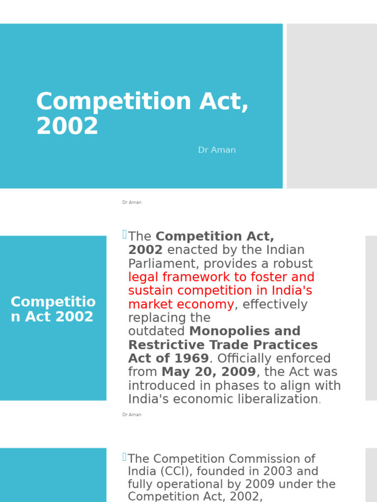 Competition Act, 2002 | PDF | Competition Law | Economics Of Regulation