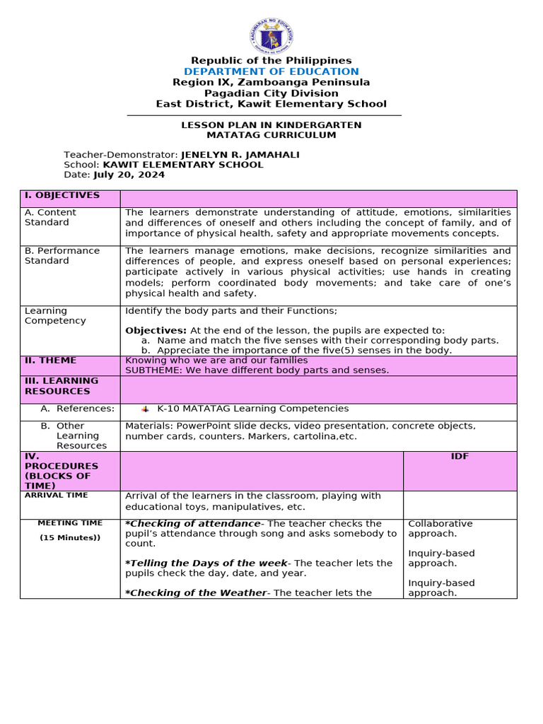 Matatag Curriculum Lesson Plan Demo | PDF | Curriculum | Lesson Plan