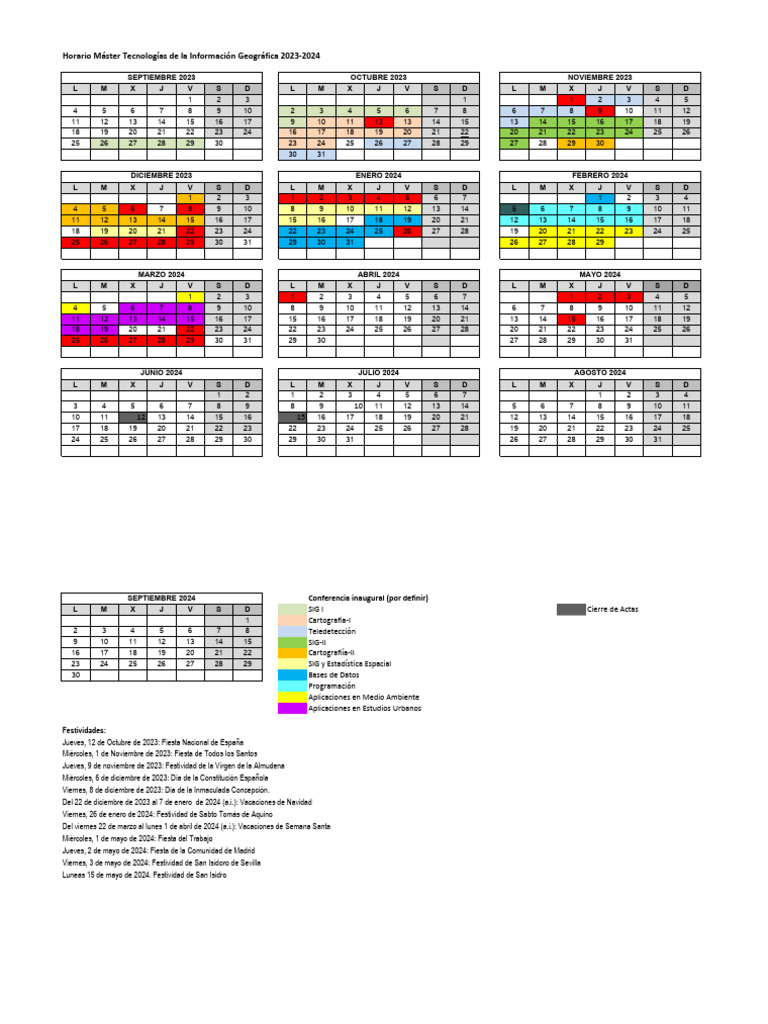 Horario Master TIG 2023 2024 | PDF