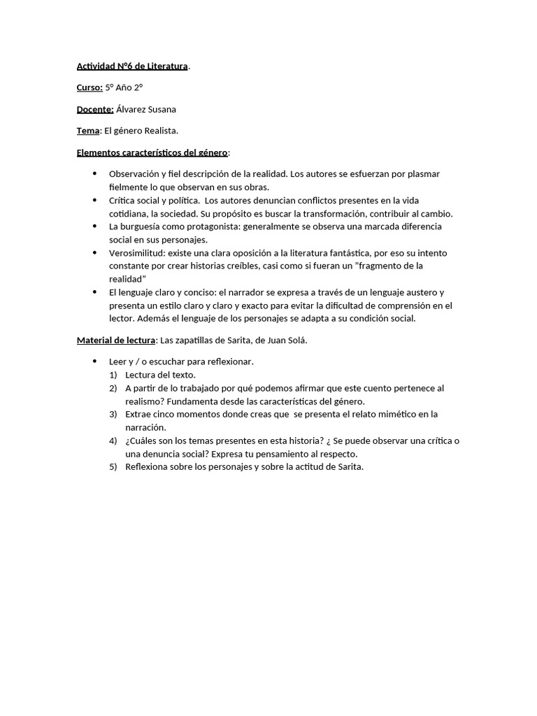 Características del Realismo en Literatura | PDF