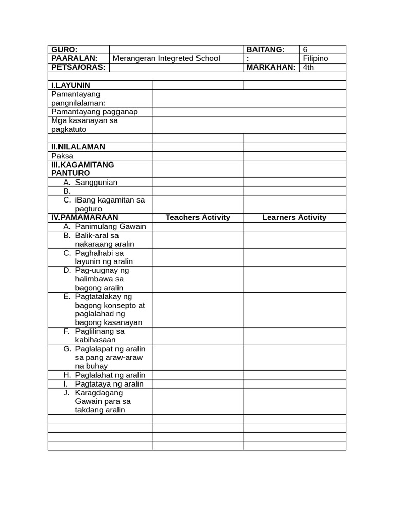 Format DLL Filipino | PDF
