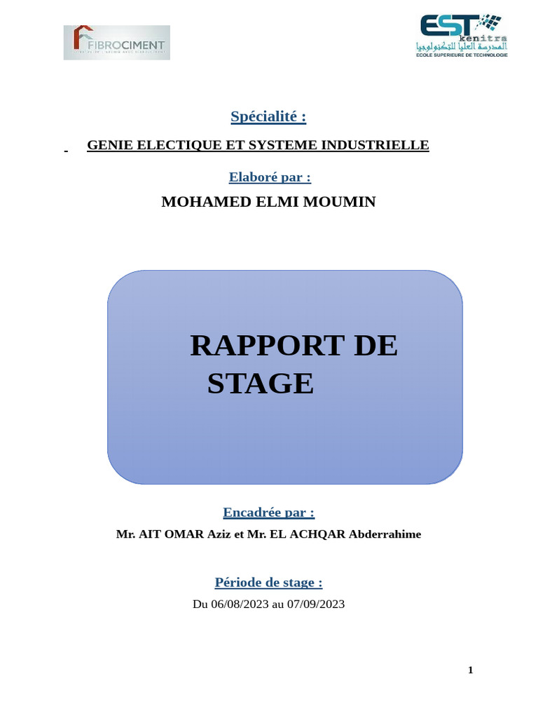 Rapport de Stage Mohamed Final | PDF | Électricité | Électrotechnique