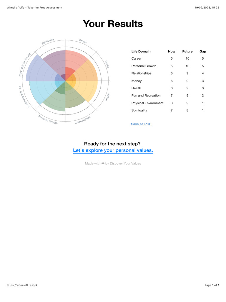 Assessment wheel of Life Lola | PDF