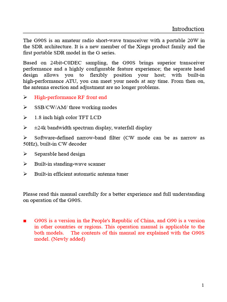 G90 Operation Manual-V02 | PDF | Radio | Bandwidth (Signal Processing)