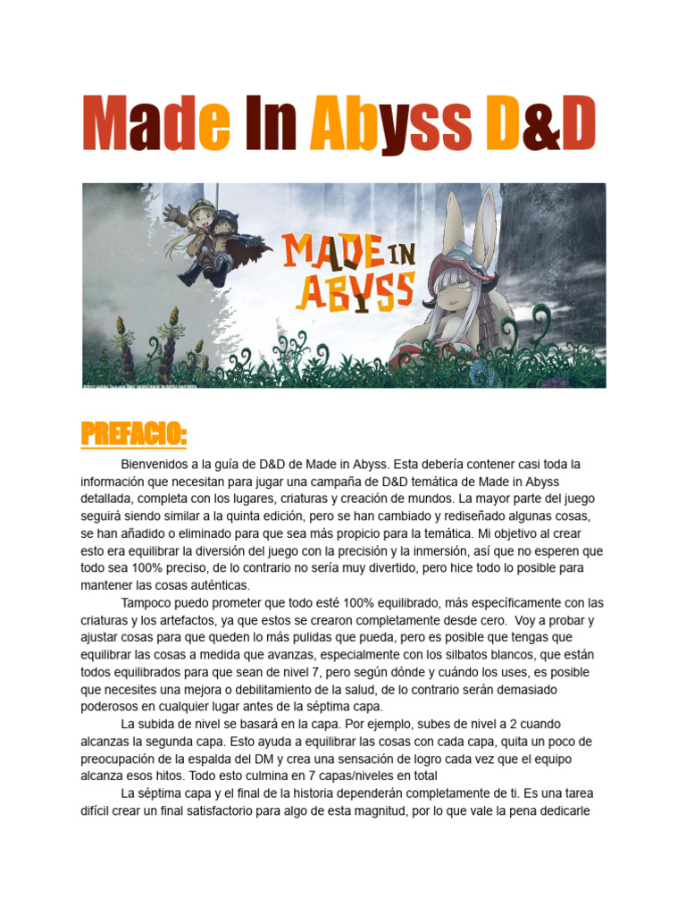 -esp- Made In Abyss D&D | PDF