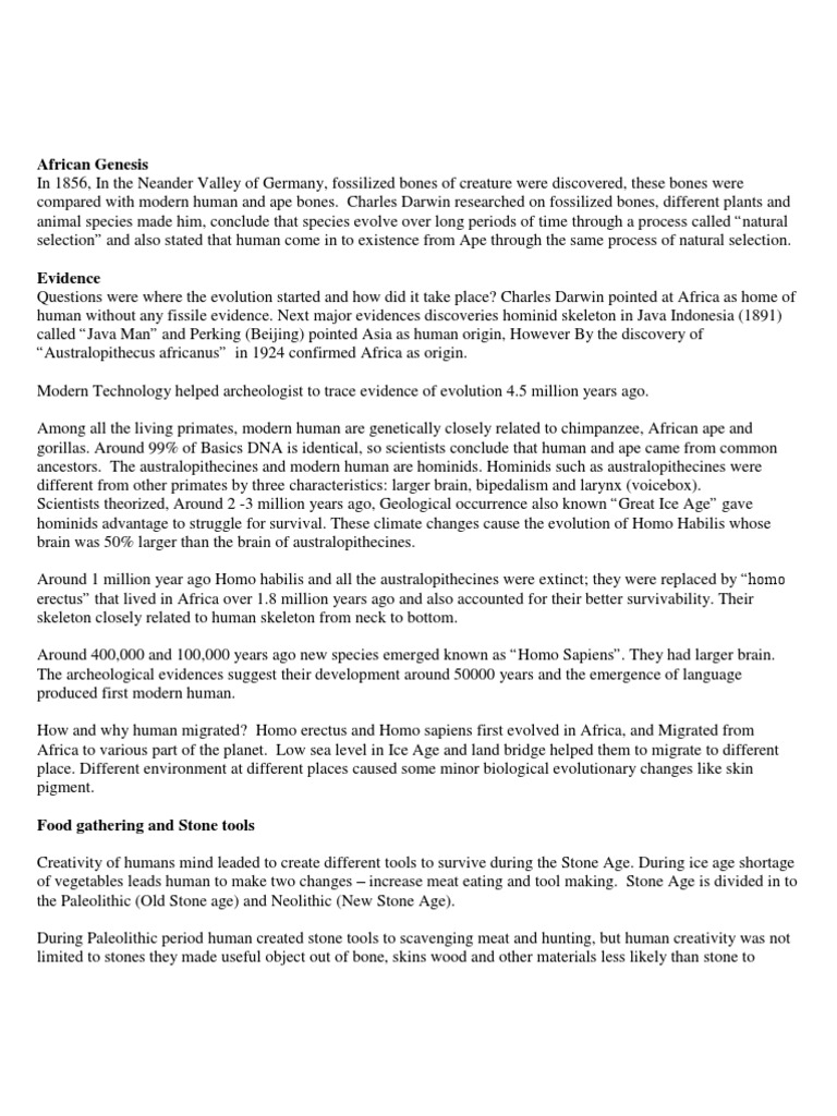 The Evolution of Humans and the Development of Early Human Societies ...