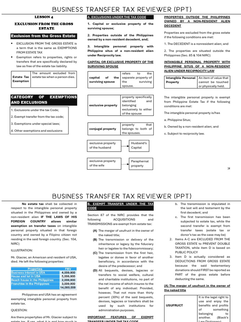 BTT exclusion notes | PDF | Estate Tax In The United States | Inheritance