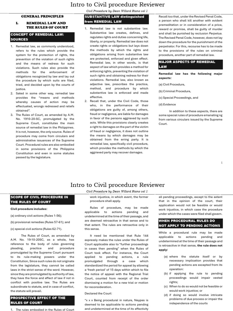 Civil Procedure Overview and Principles | PDF | Venue (Law) | Lawsuit