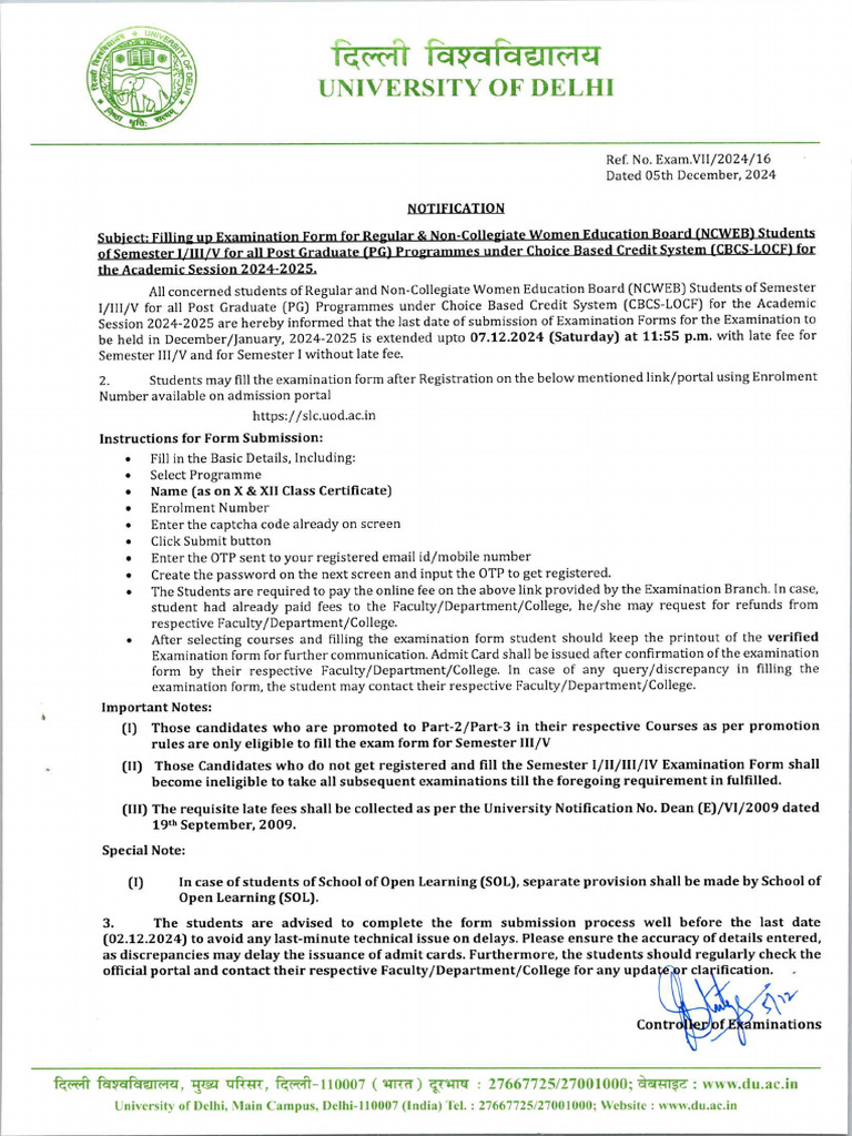 2024 12 05 PG Notification 16 | PDF | Educational Stages