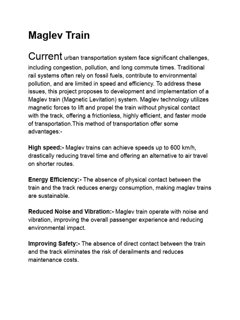 Maglev Train Synopsis | PDF