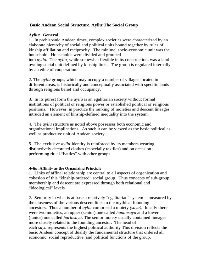 Basic Andean Social Structure | PDF | Kinship | Rituals