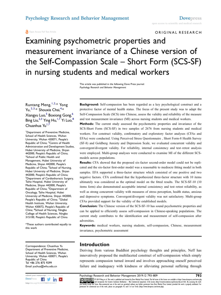 9 prbm-216411-examining-psychometric-properties-and-measurement-invariance | PDF | Behavioural ...