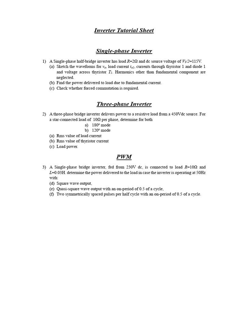 Inverter Tutorial Sheet | PDF