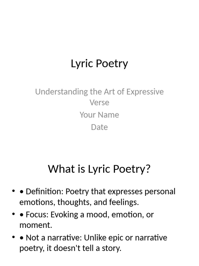 Lyric Poetry Presentation | PDF