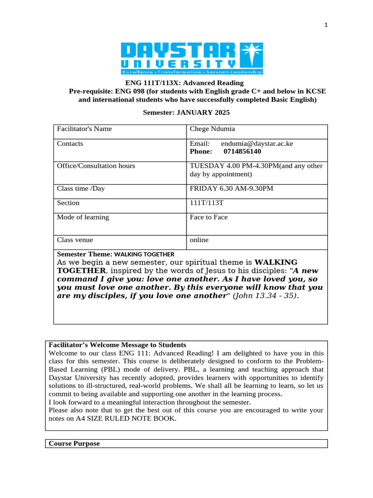 Advanced Reading Course Overview 2025 | PDF | Reading Comprehension ...