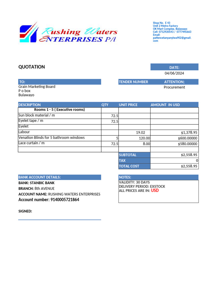 gmb quote blinds 2 | PDF