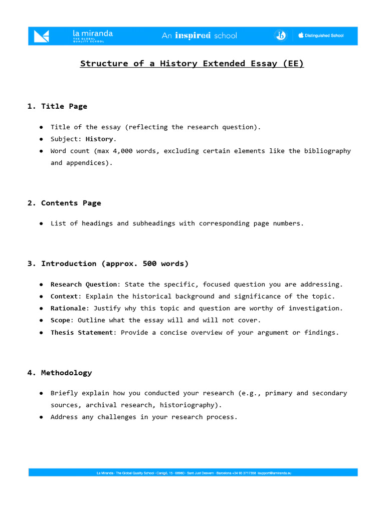Structure of A History Extended Essay (EE) | PDF | Essays | Argument