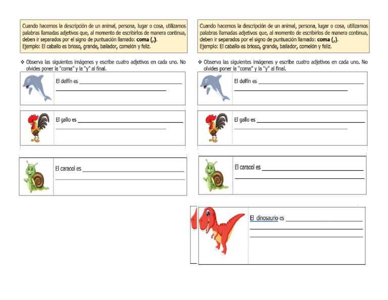 EJERCICIO de Descripcion de Animales | PDF