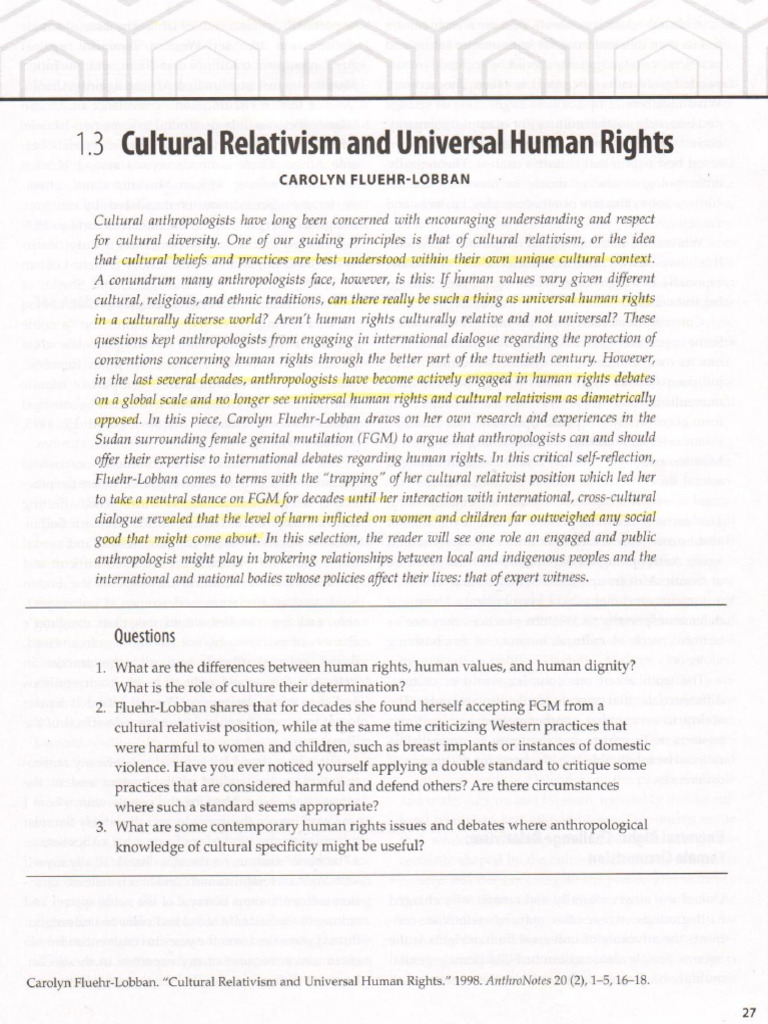 1.3 Cultural Relativism and Universal Human Rights | PDF