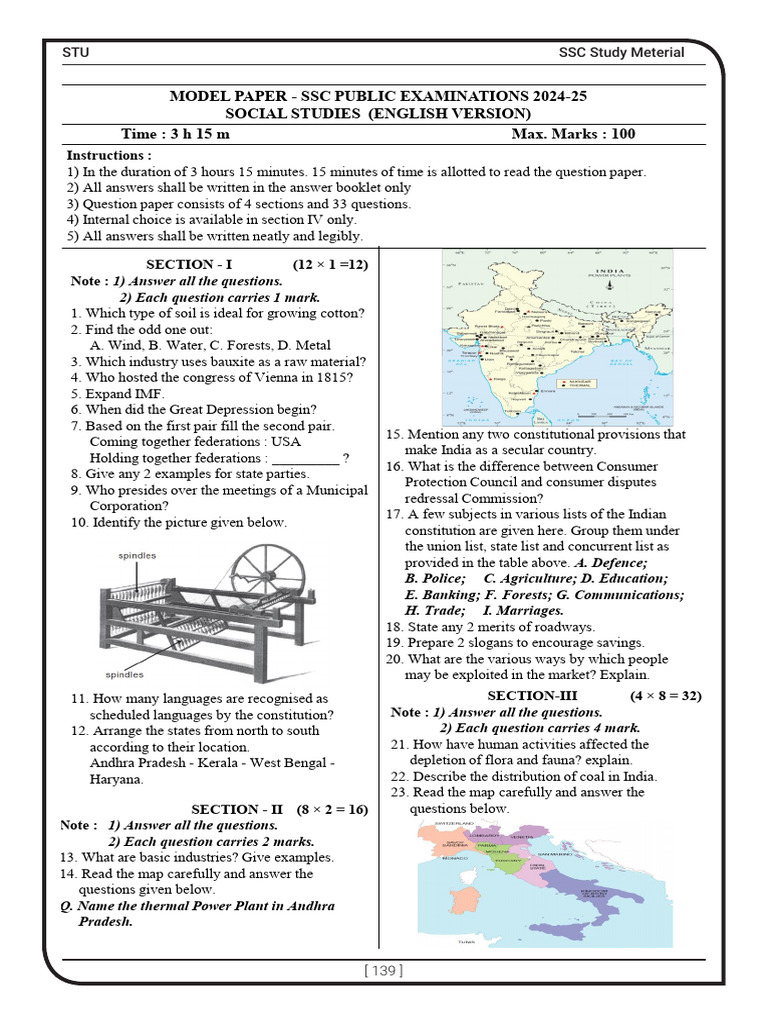 Chaduvu - 10 - SOC - STU Material With Model Paper 2024-25 | PDF ...