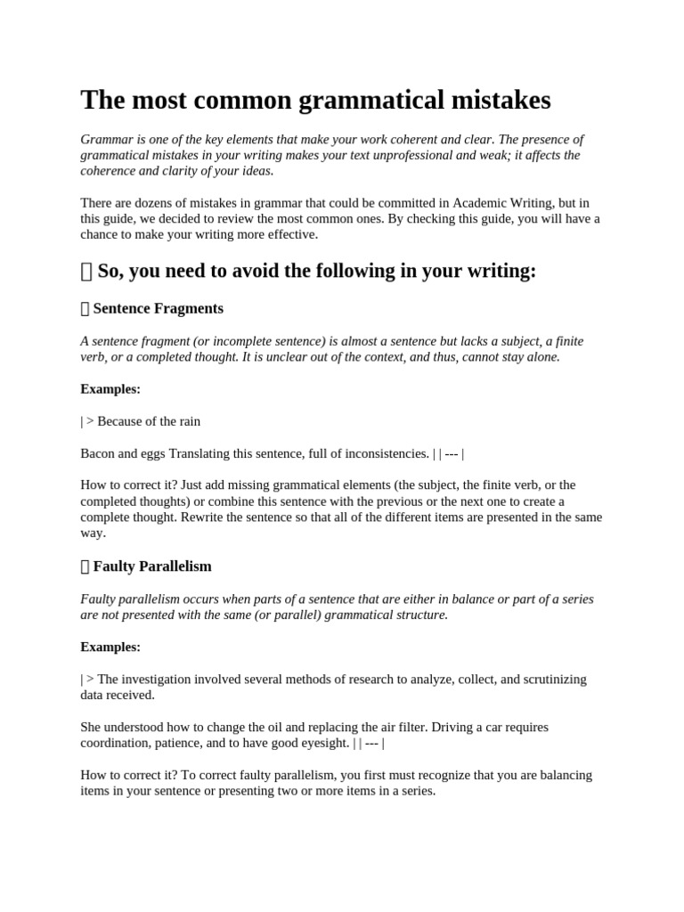 The Most Common Grammatical Mistakes | PDF | Subject (Grammar) | Comma
