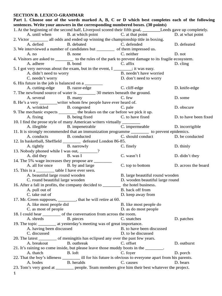 SECTION B | PDF | English Language | Grammar