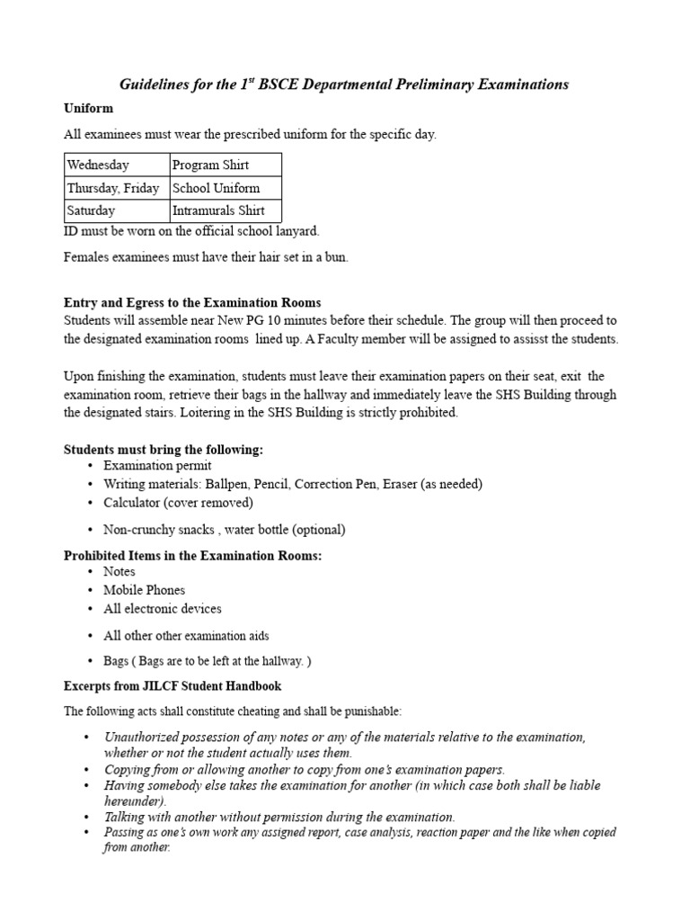 Guidelines Departmental-Exam | PDF