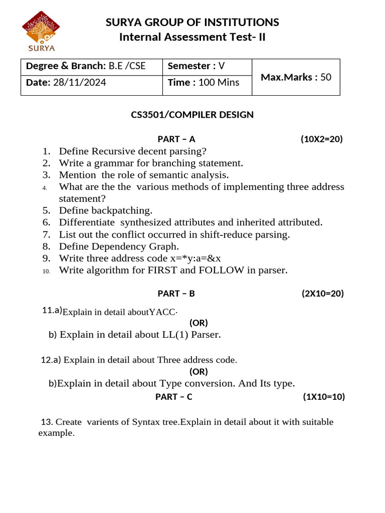 CD IAT-1 (4) | PDF | Parsing | Compiler