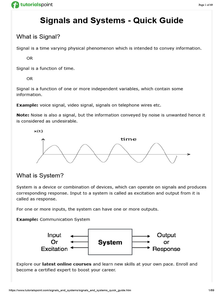 Signals and Systems - Quick Guide | PDF | Probability Distribution ...