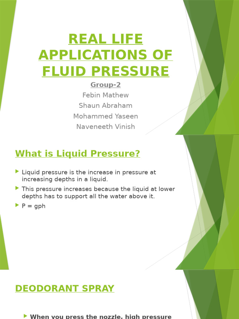 Fluid Pressure: Real-Life Applications | PDF