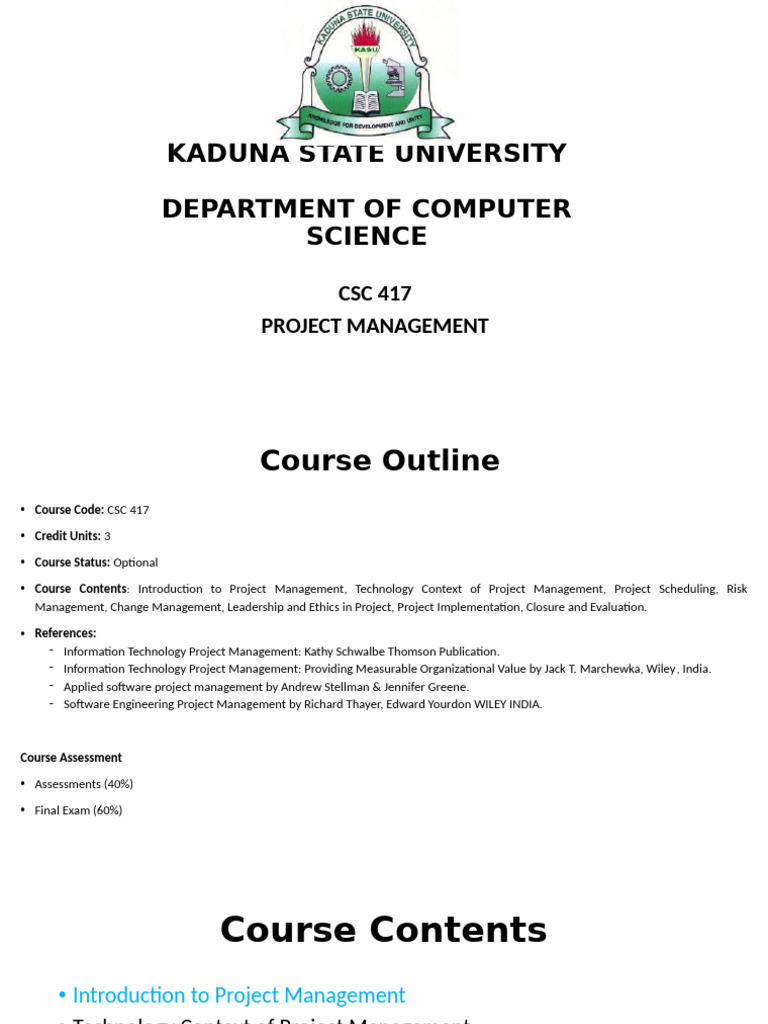 CSC 417: Project Management Overview | PDF | Project Management ...