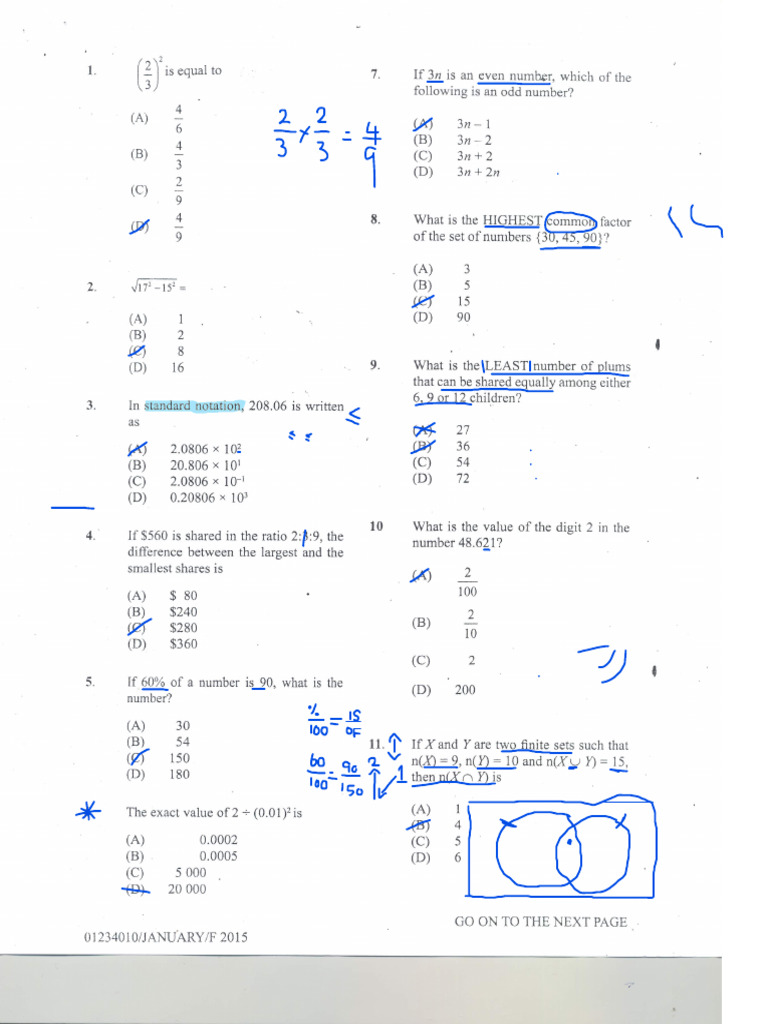CSEC Maths January 2015 Paper 1 Solutions | PDF | Multiplication ...