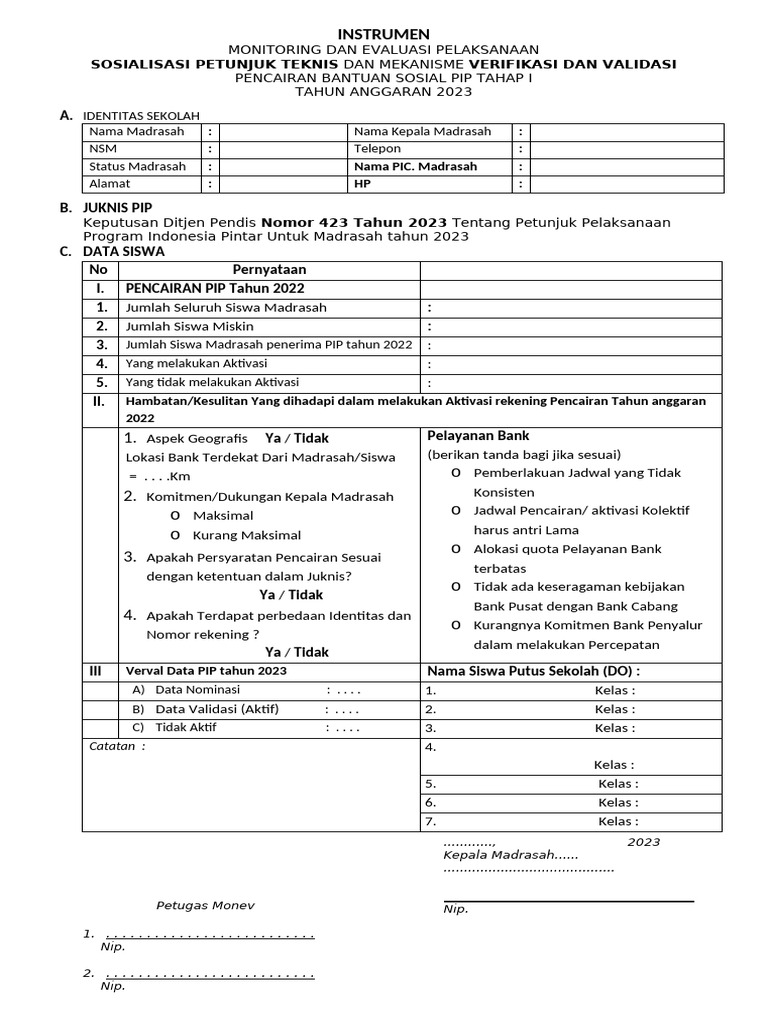 Validasi Data Pip Madrasah (1) | PDF