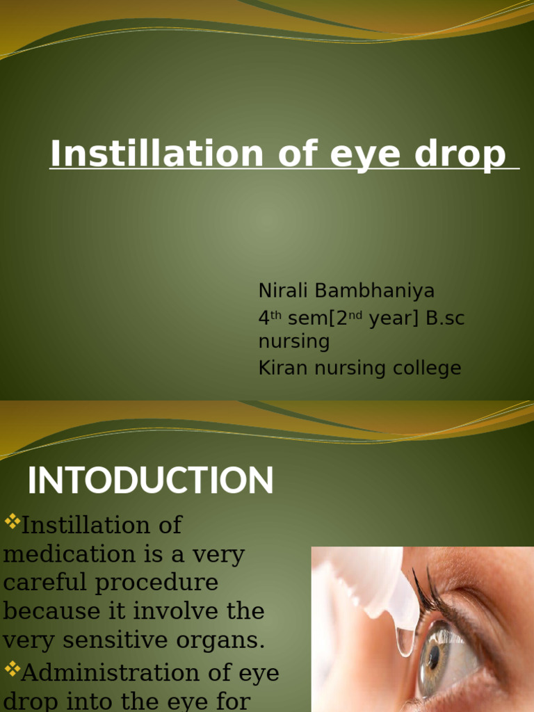 Instillation of Eye Drop Nirali 13 | PDF | Allergy | Diseases And Disorders