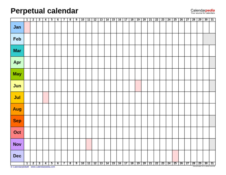 Perpetual Calendar Landscape Linear | PDF