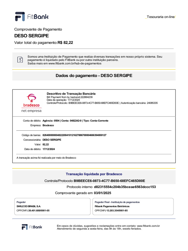 Agua - Comprovante | PDF