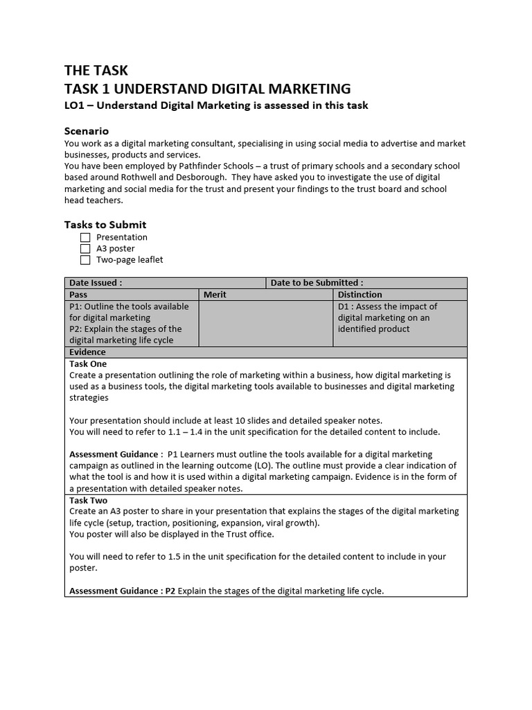 Camb Tech ICT Unit 13 Assessment Activity LO1 | PDF | Digital Marketing ...