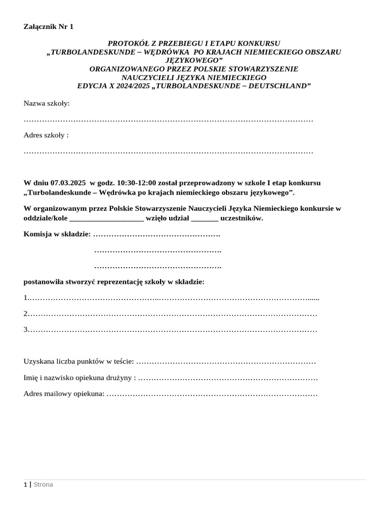 Zalacznik NR 1 2024 2025 | PDF