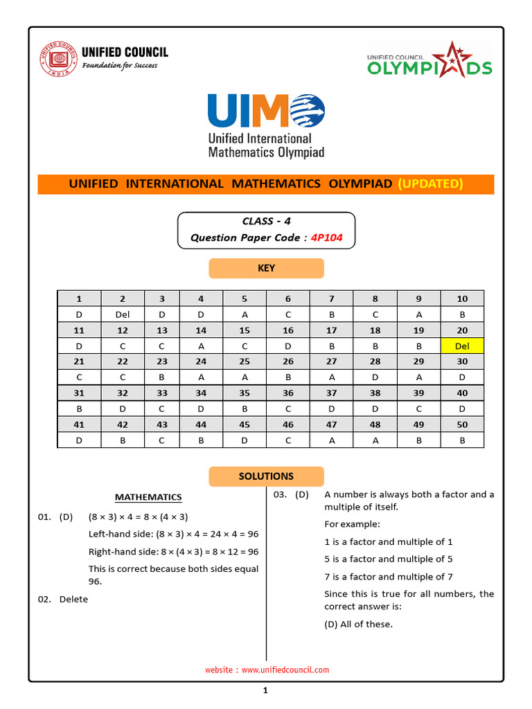 CL_4_UIMO-2024-Paper-4P104 Key-Updated | PDF | Arithmetic | Mathematics