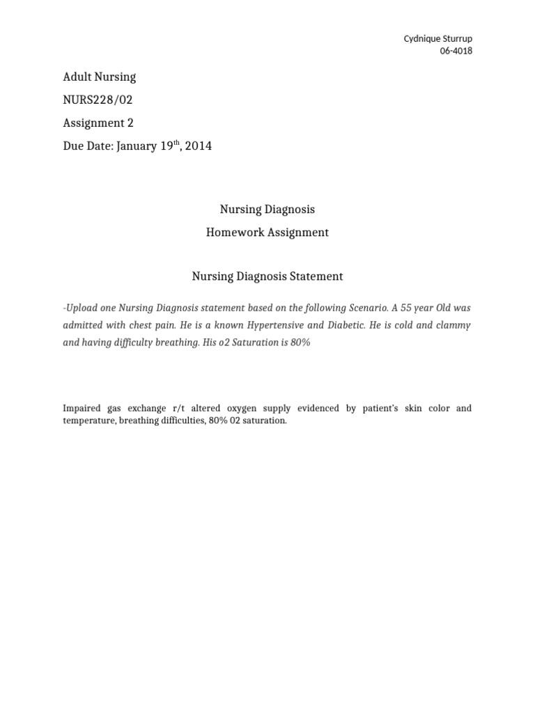 Nursing Diagnosis Statement | PDF