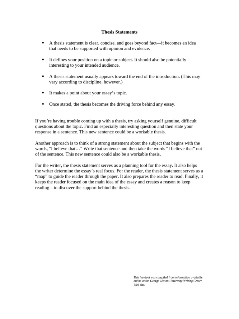 Crafting Effective Thesis Statements | PDF